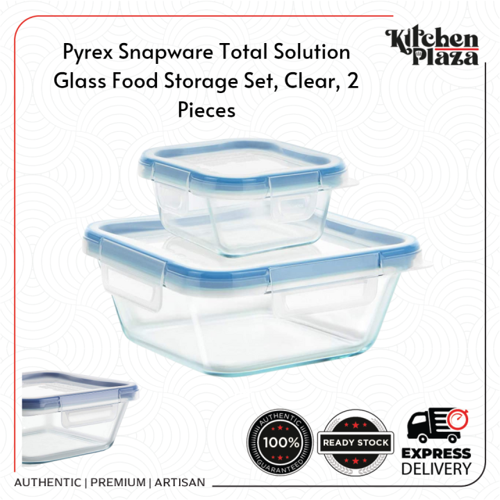 Pyrex Snapware Total Solution Glass Food Storage Set, Clear, 2 Pieces ...