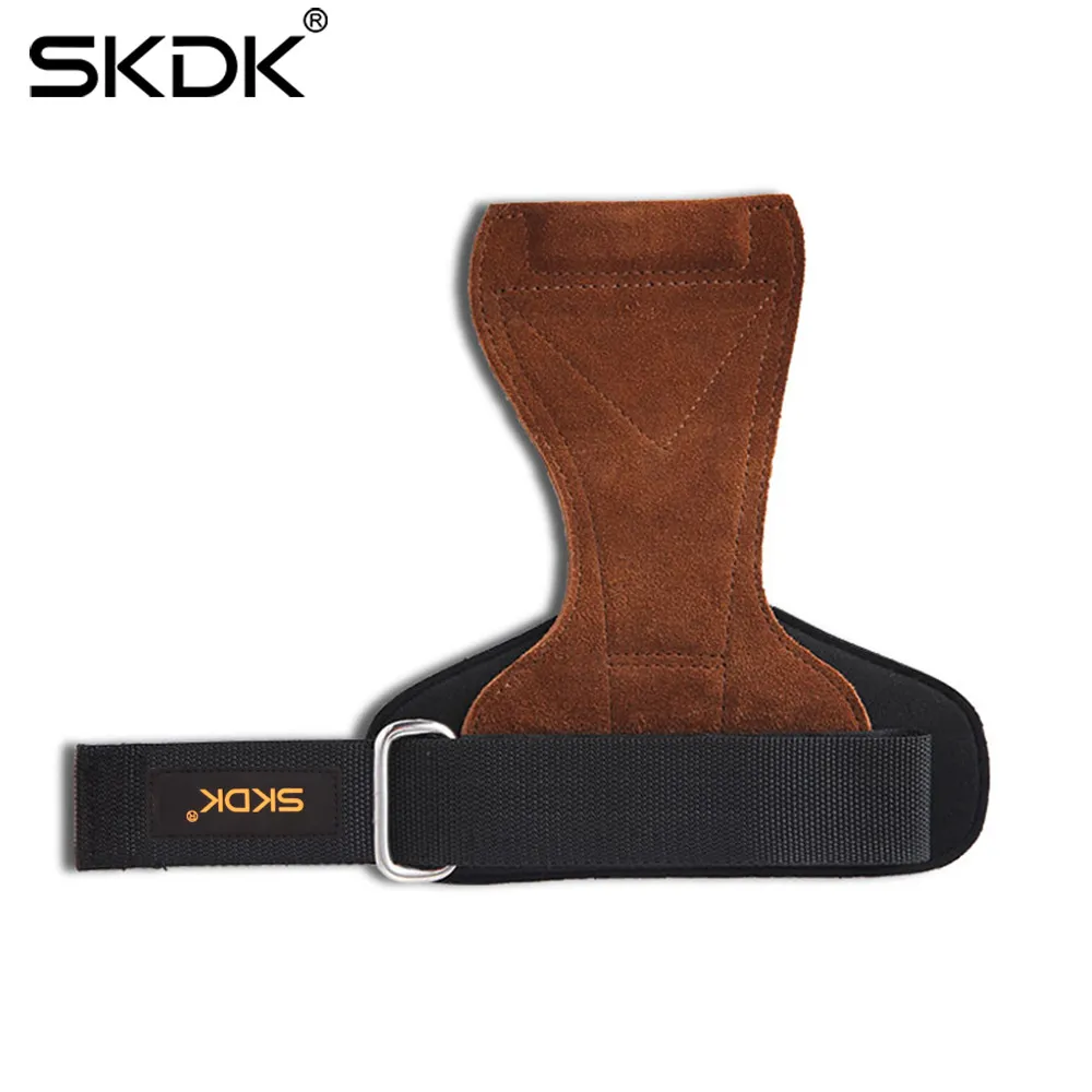 ถุงมือฟิตเนส STRAPS Leather Grip pads & Strap SKDK หนังกลับ สแต๊ป หนัง ...