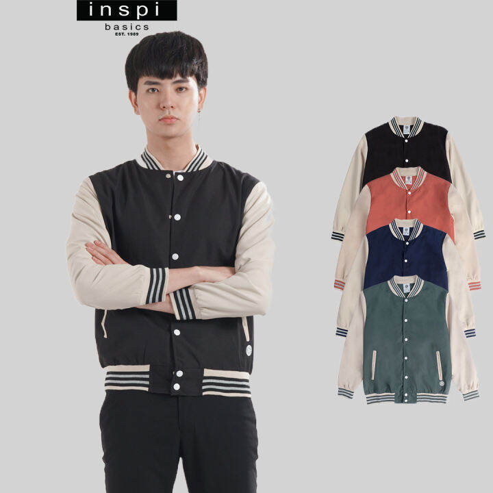 INSPI Basics Varsity Jacket For Men and Women with Buttons and Pockets ...