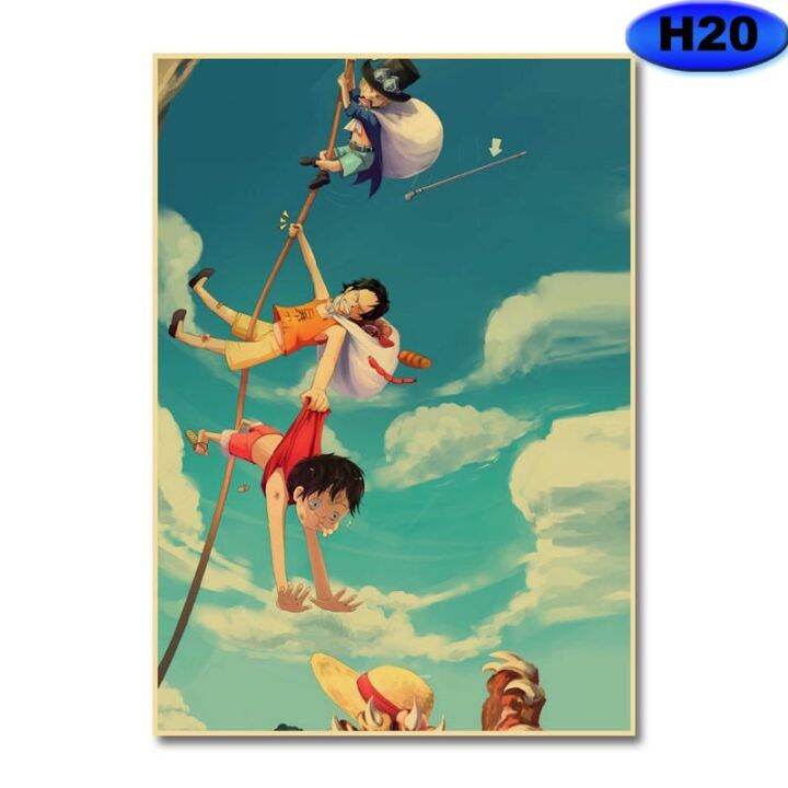 Vintage Anime One Piece Poster Manga Characters Kraft Paper Posters Art ...