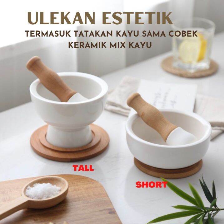 ceramic mortar and Pastle / cobek keramik / ulekan keramik | Lazada ...