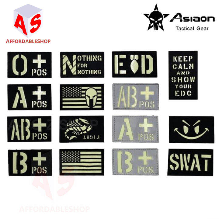 ASIAON Embroidery Patch Blood Type O+ AB+ B+ A+ Military Patches ...