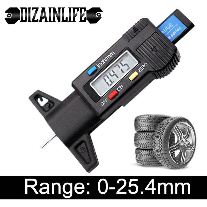 DIZAINLIFE Car Tyre Tire Tread Depth Gauge Meter Auto Tire Wear Detection Measuring Tool Caliper ...