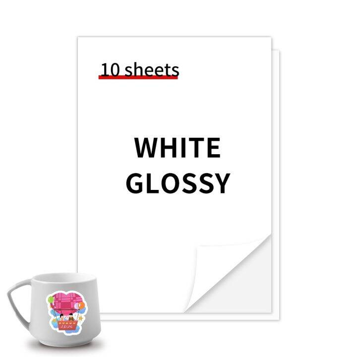 10 Sheets Printable Vinyl Sticker Paper A4 Glossy Self-adhesive Inkjet
