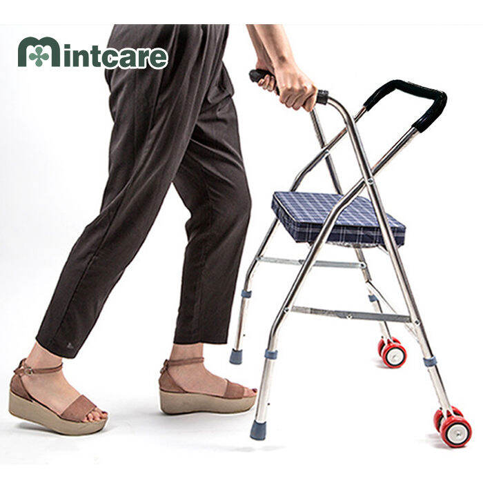 Mintcare with Wheel Stainless Steel Walker Walking Aid Frame Medical ...