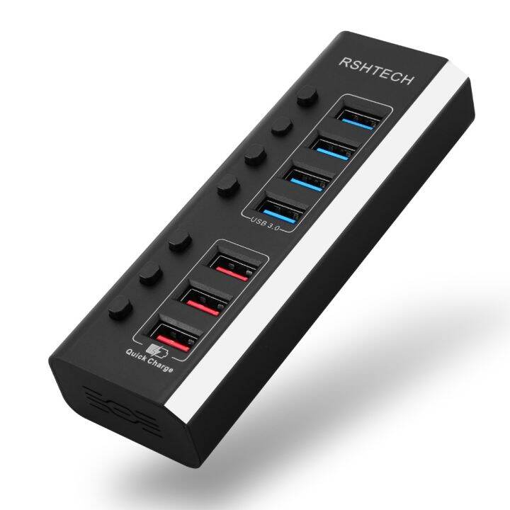 RSHTECH A37 Powered USB Hub 7 Ports USB 3.0 Hub with 4 High Speed Data ... RSHTECH A37 Powered USB Hub 7 Ports USB 3.0 Hub with 4 High Speed Data ...