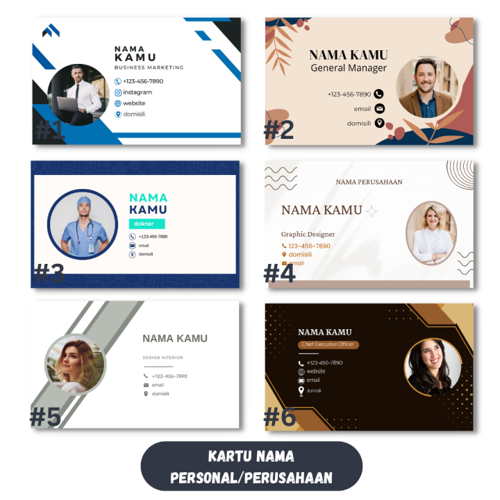 Kartu Nama FREE DESIGN | Kartu Nama Custom Langsung Jadi | Kartu Nama 1 ...