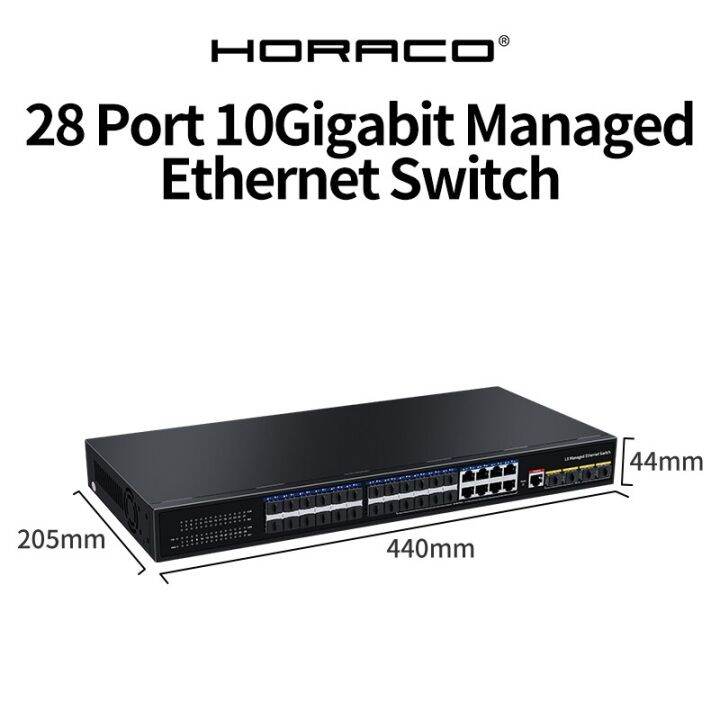 HORACO สวิตช์อัปลิงค์10G สำหรับ L3,28พอร์ตสวิตช์อีเธอร์เน็ตที่มีการจัด ...
