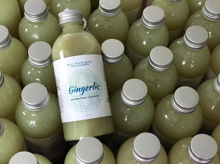 น้ำสกัด สมุนไพร กระเทียม + ขิง + มะนาว + น้ำแอปเปิ้ลไซเดอร์ เครื่องดื่มสมุนไพรสกัดเย็น GINGERLIC ...