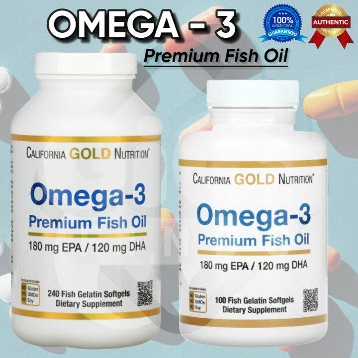 California Gold Nutrition Omega 3 Premium Fish Oil 100 Fish Gelatin Softgels or 240 Fish Gelatin ...