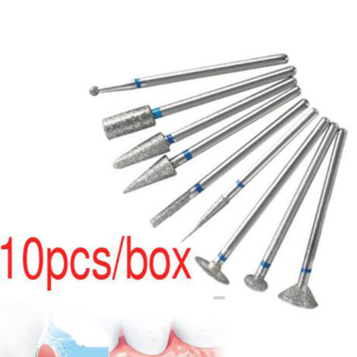 10Pcs Dental Diamond Bur Burs Polisher HP Shank Rotary Bur Set 2.35mm ...