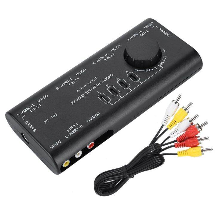 4 In 1 Out AV RCA Switch Box Audio Video Signal Switcher Splitter ...