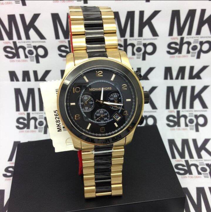 Original Michael Kors Runway Chronograph Black Dial Gold-Tone Men's ...