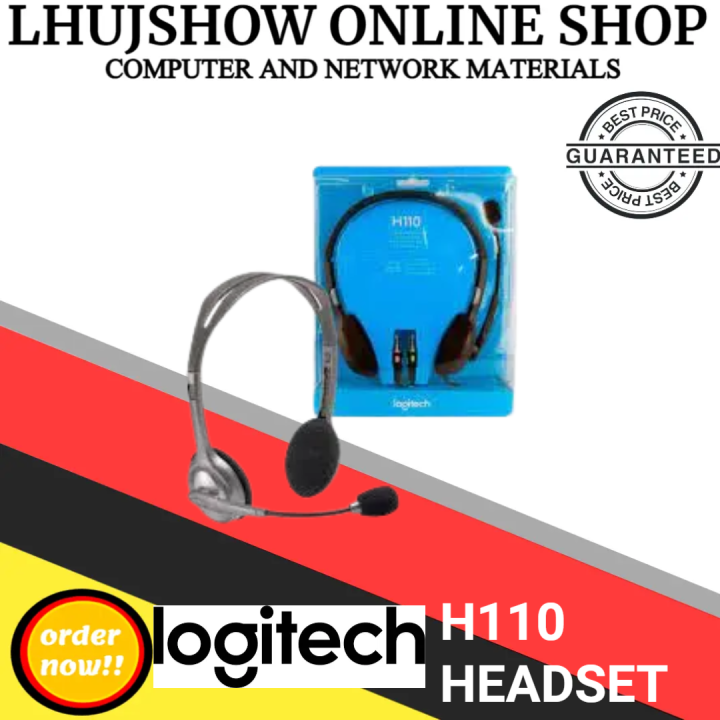 LOGITECH H110 Wired Stereo Headset Plug and Play Dual 3.5mm Plug ...