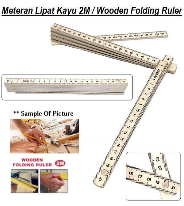 Meteran Lipat Kayu 2 Meter / Penggaris Tekuk Lipat 2M / Meteran LIPAT ...