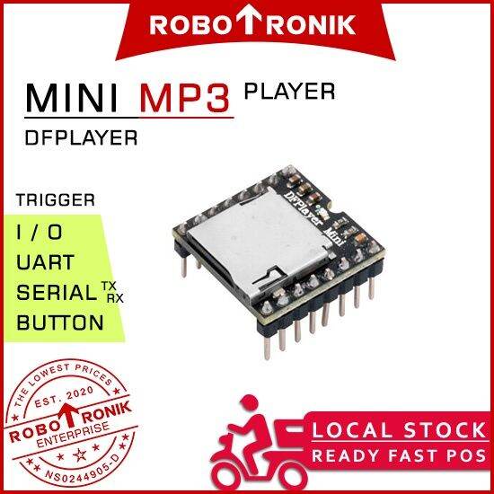 Mini MP3 Player TFplayer / DFPlayer (UART Serial TX RX / Button / I/O ...