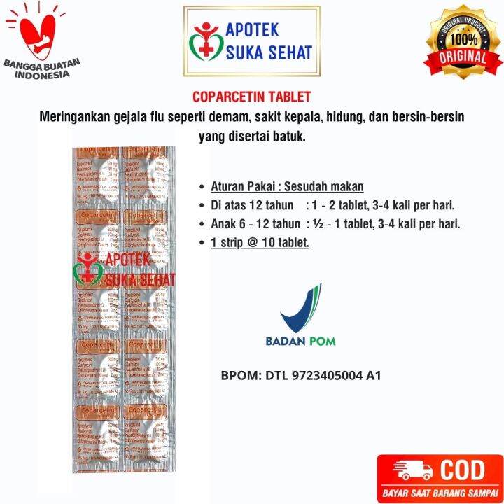 COPARCETIN TABLET OBAT BATUK PILEK DEMAM ( 1 STRIP ISI 10 TABLET ...