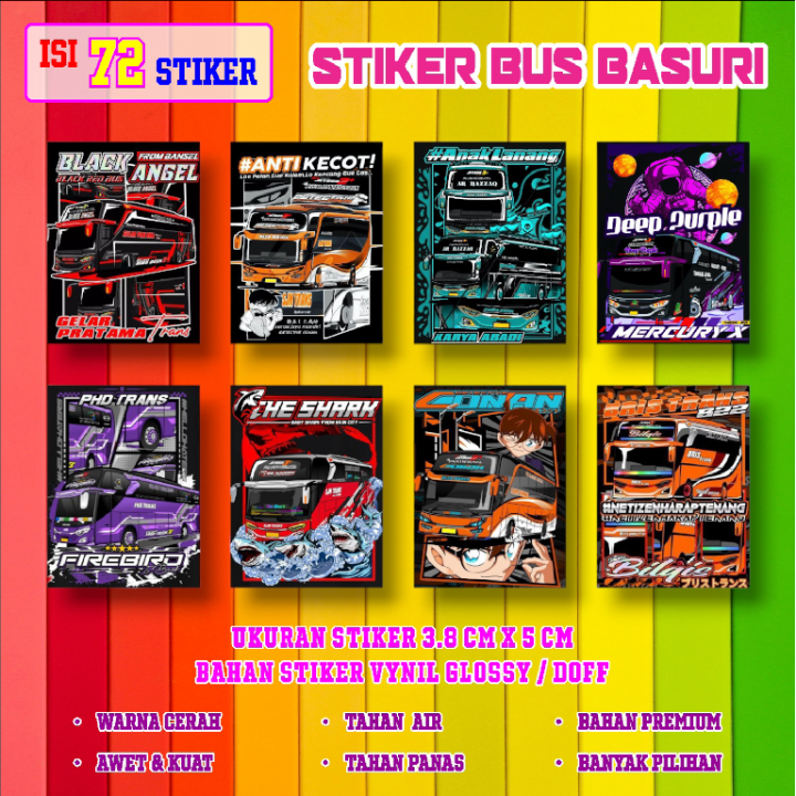 VIRAL stiker bus basuri isi 72 stiker | black angel anti kecot anak ...
