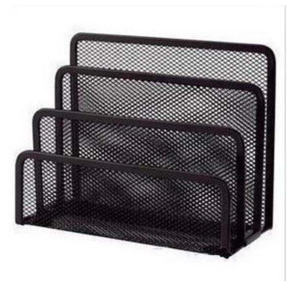 Black Metal Mesh Office Desk Organizer Set File Tray/Three columns file ...