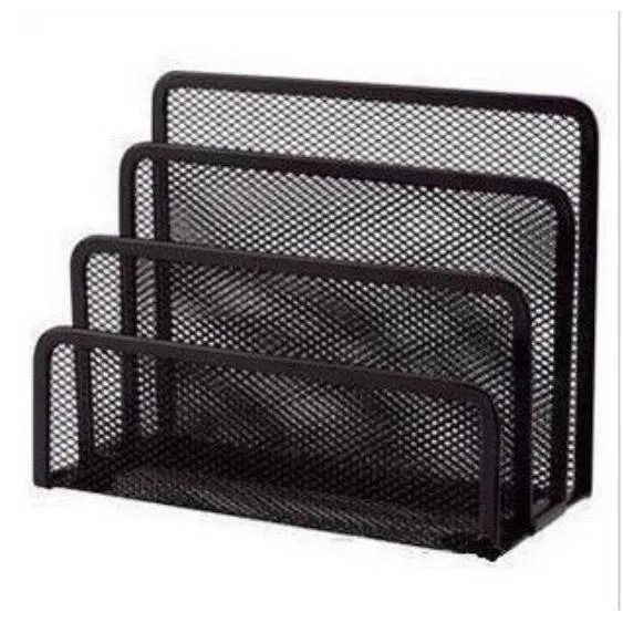 Black Metal Mesh Office Desk Organizer Set File Tray/Three columns file ...