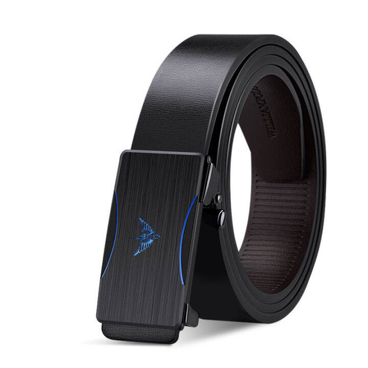 Williampo Belt Men's Inner Wear Toothless Automatic Buckle Cowhide ...