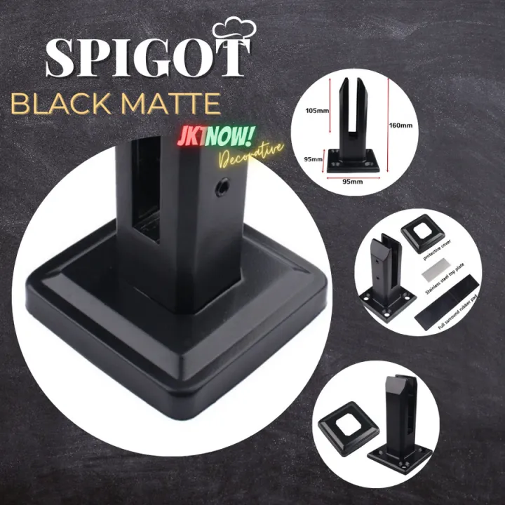 Stainless SPIGOT Black Matte Glass Fitting - Penjepit & Ambalan Kaca ...