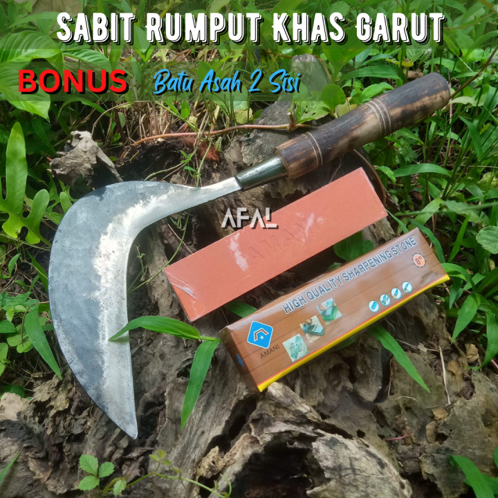 Sabit Model Khas Garut Baja Asli Bonus Batu Asah 2 sisi - Arit Rumput ...