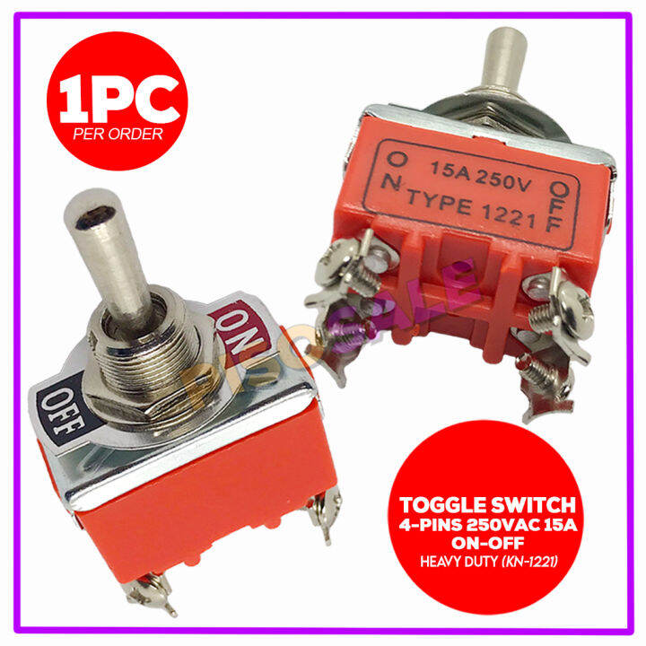 4-Pins 250VAC 15A Toggle Switch On-Off KN-1221 Heavy Duty | Lazada PH