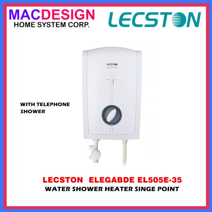 LECSTON EL505E-35 Water Shower Heater Single Point Elegande 3.5kw with Telephone Shower ...