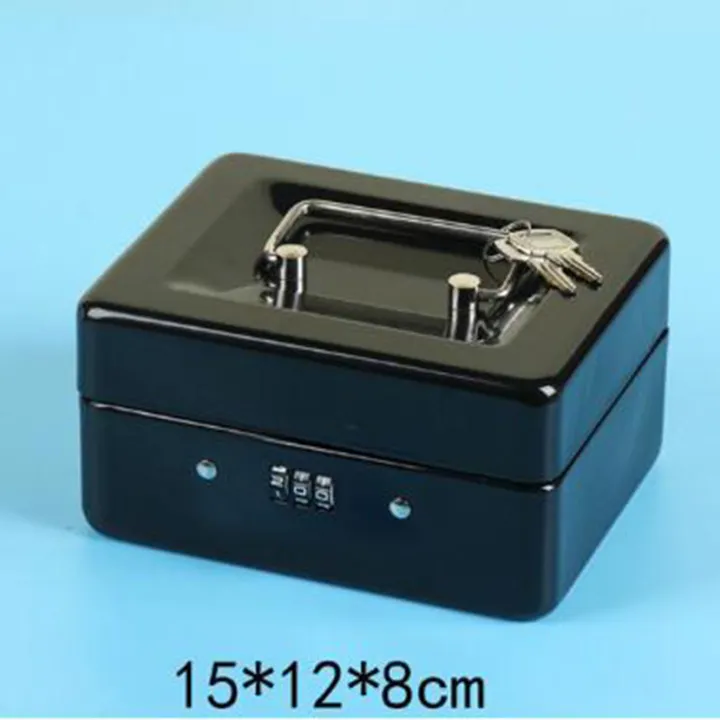 Stainless steel cash box, lock box, password box, small safe, Black ...