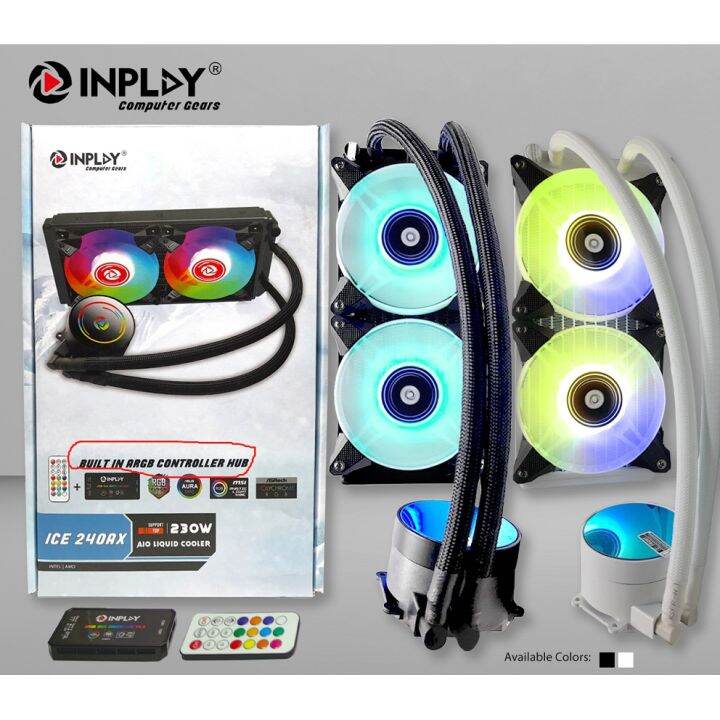 MT3C INPLAY ICE 240 RGB CPU AIO LIQUID COOLER w/ RGB Hub and Remote ...