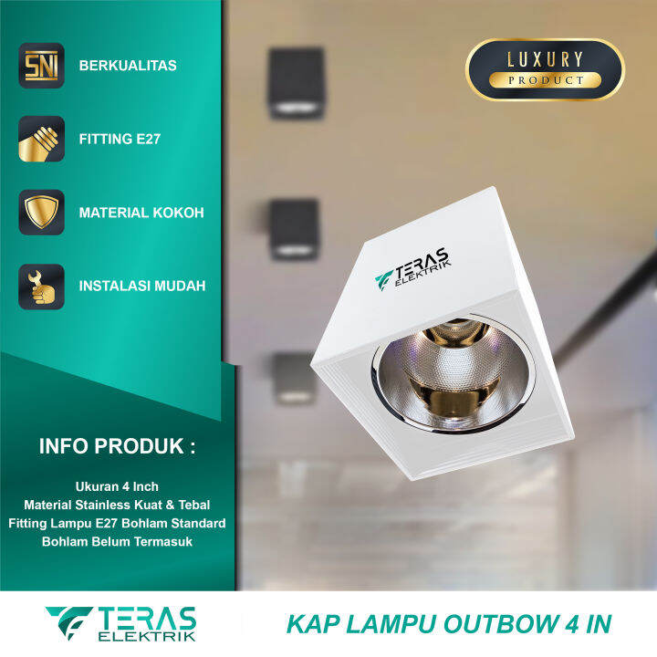 Kap lampu downlight 4in kotak stainless rumah lampu outbow kotak ...