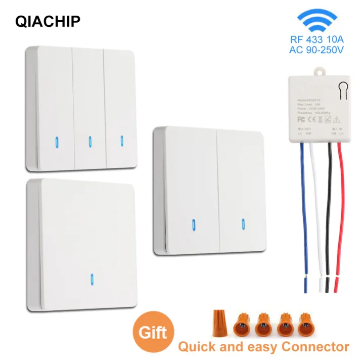 Wireless Smart Switch Light RF 433Mhz Wall Panel Switch with Remote ...