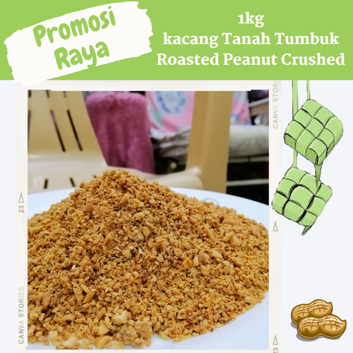 ( Promosi Raya ) 1kg Tanpa Gula Kacang Tumbuk / 1kg No Sugar Roasted ...