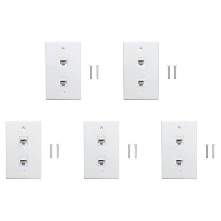 5 Pack 2 Port Ethernet Wall Plate, Cat6 Female to Female Wall Jack RJ45 ...