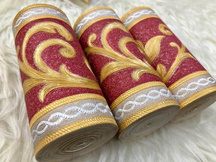 Wallpaper Border List Klasik Merah Gold Tekstur Mewah | Lazada Indonesia