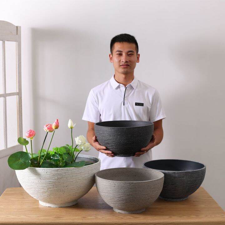 Large-caliber flower pot lily bowl lotus white extra large plastic ...
