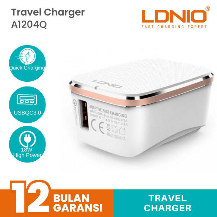 Charger Handphone charger Desktop LDNIO A1204Q 3.0 18W Fast Charger ...
