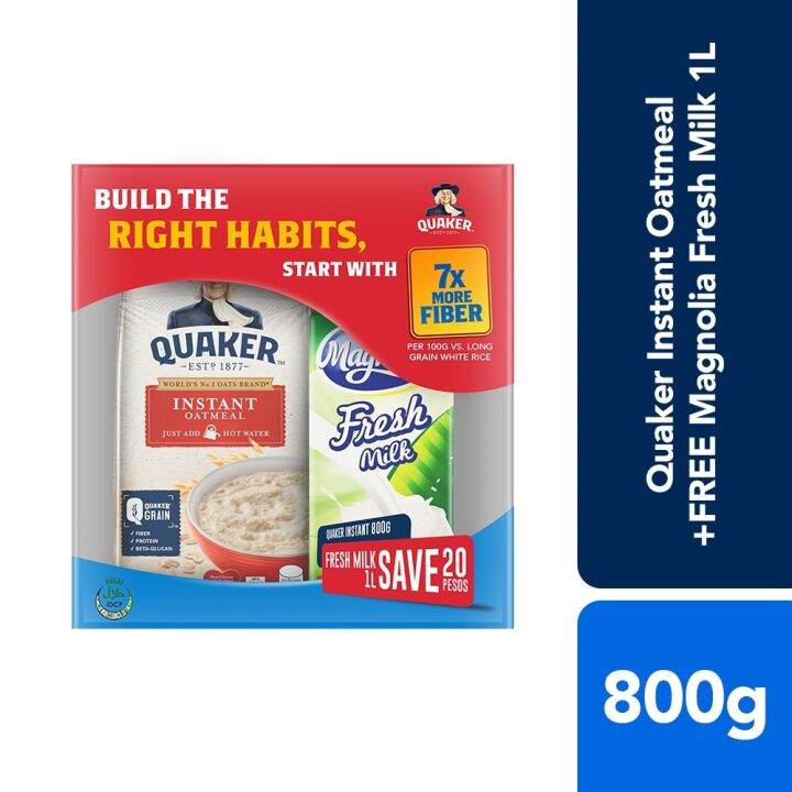 Quaker Instant Oats 800g and Fresh Milk 1L Bundle | Lazada PH