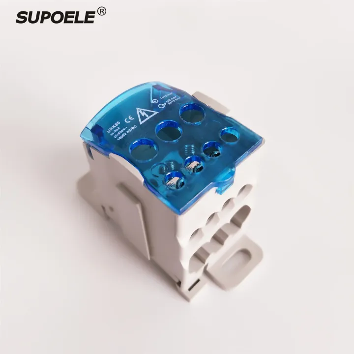 1PC UKK80A AC/DC 1000V 80A Connector Terminal Block 1 In Six Out Din Rail Distribution Box ...
