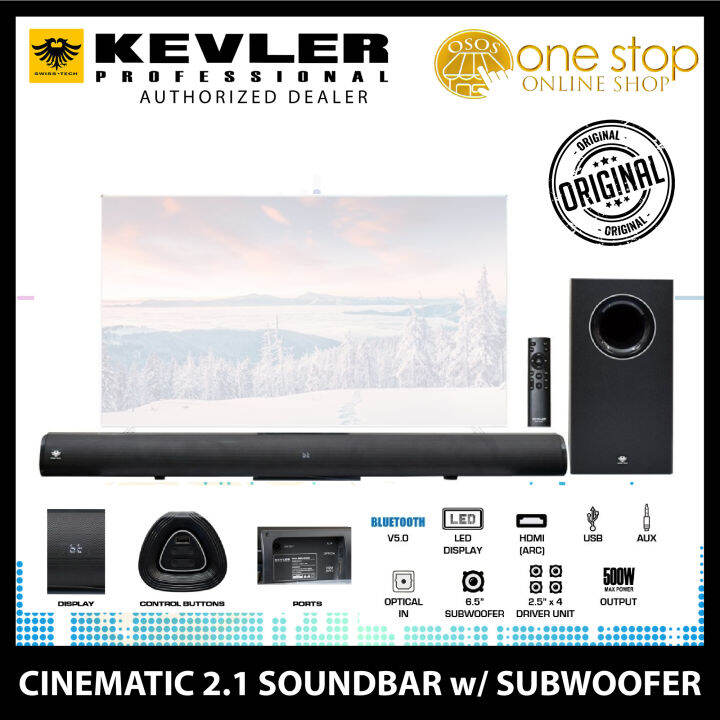 KEVLER Original Professional Cinematic 2.1 Soundbar with Subwoofer ...