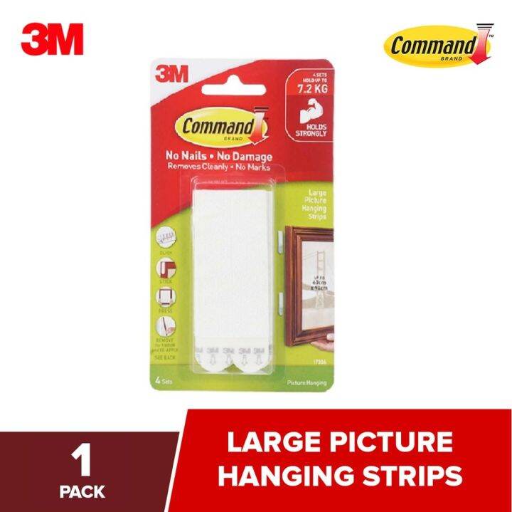 3M Command Large Picture Hanging Strips White | Lazada PH