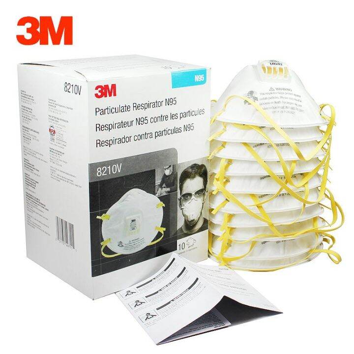10PCS 3M 8210V N-95 Particulate Respirator w/ Cool Flow Valve Pollution ...
