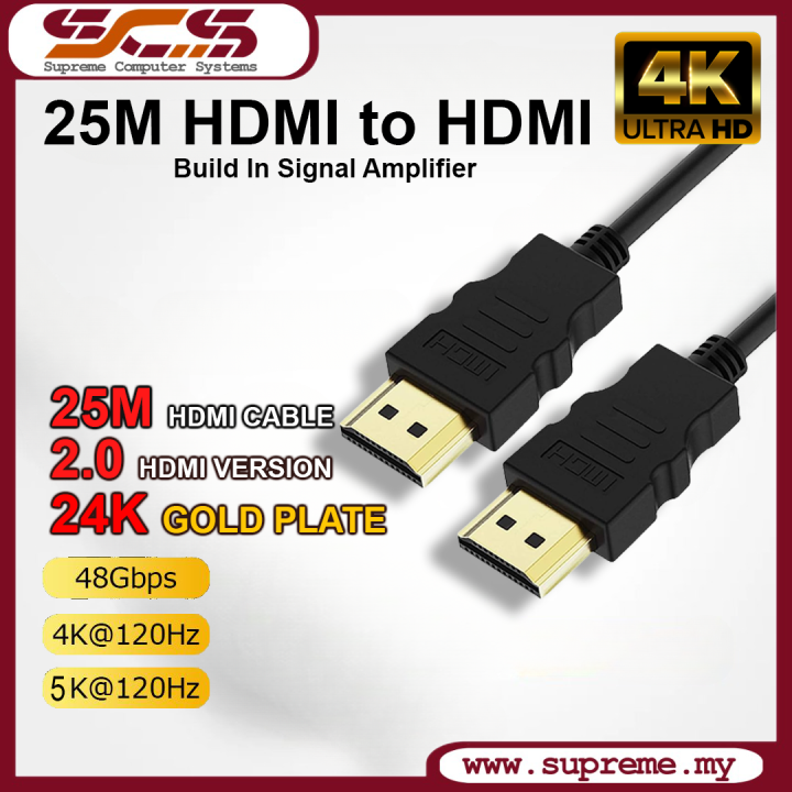 25M HDMI to HDMI Cable Male to Male (build in Signal Amplifier device ...
