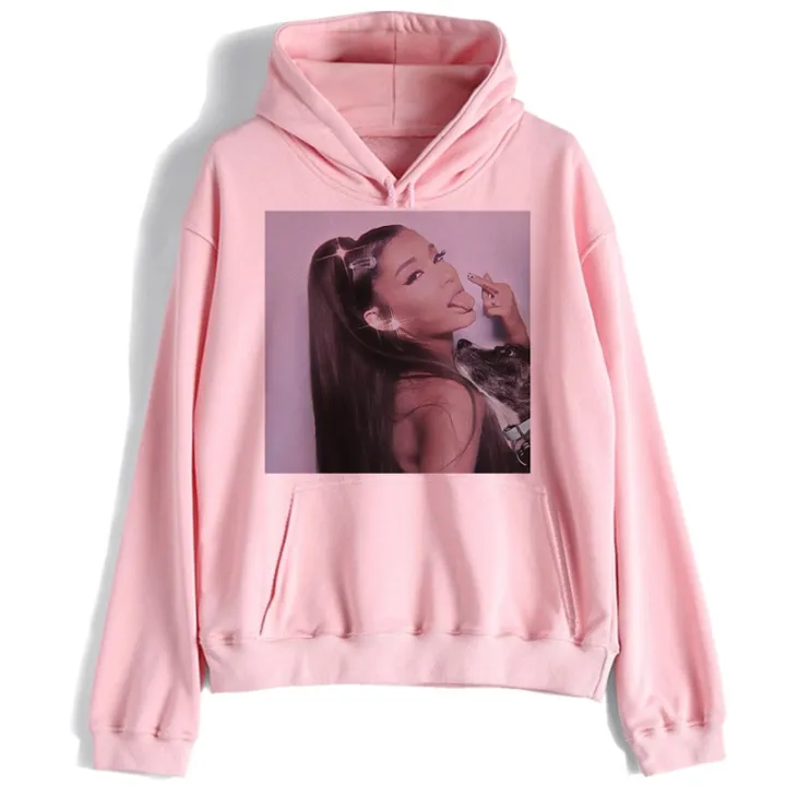 Ariana Grande เสื้อฮู้ดผู้หญิงลายกราฟิกไซส์ใหญ่เกาหลีเสื้อกันหนาวสตรีพิมพ์ลาย Th
