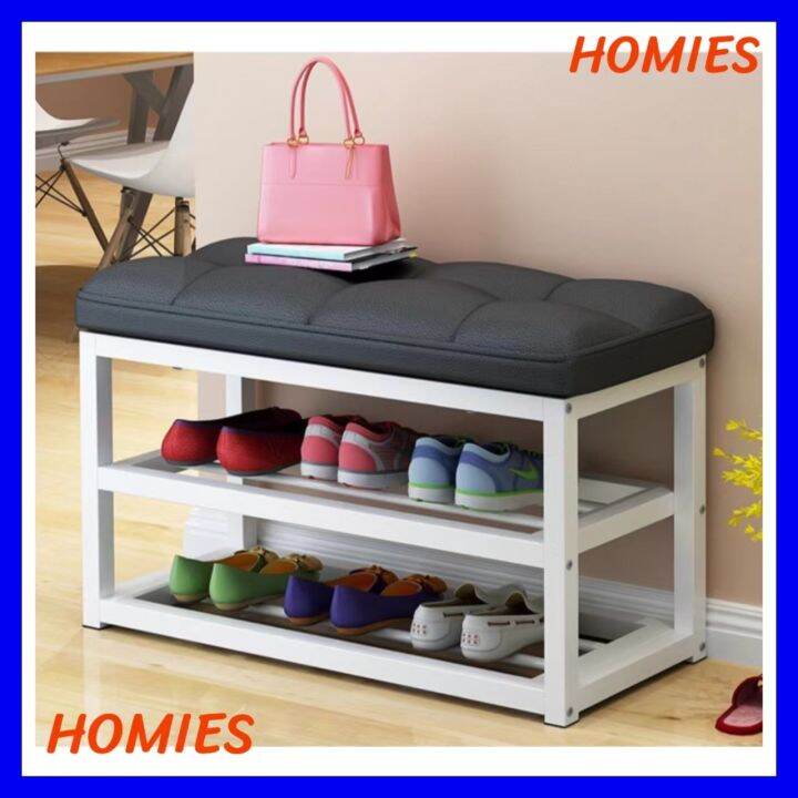 homies Shoe Rack Storage With Soft Cushion Shoe Bench Stool | Lazada PH