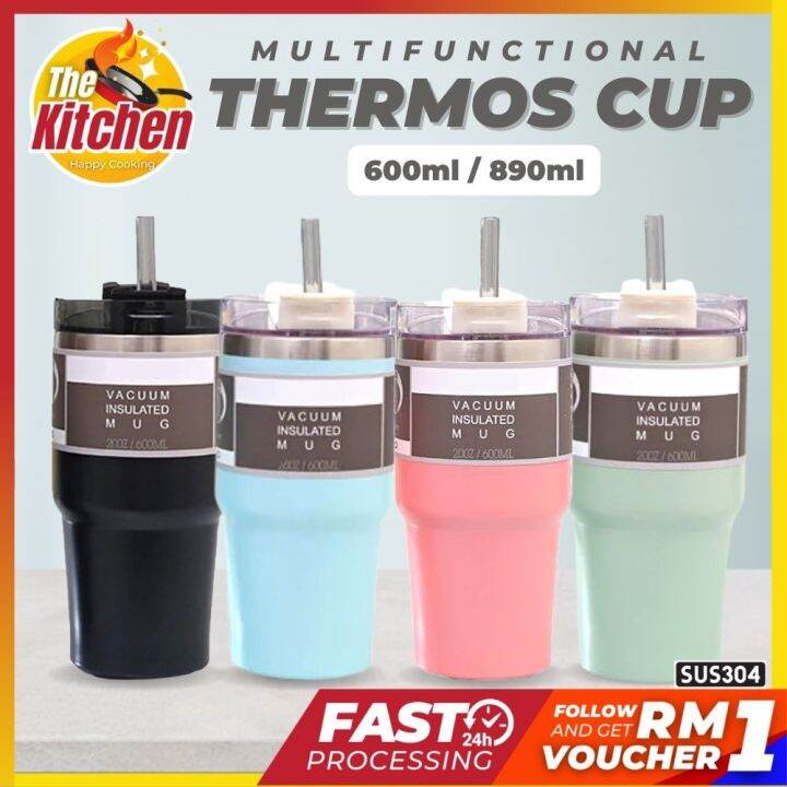 600ml/890ml 304 Stainless Steel Vacuum Insulated Travel Coffee Tea Mug 20OZ 30OZ Thermos Tumbler ...