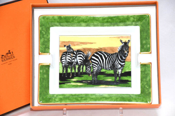 Hermes Change tray Zebra porcelain Ashtray green animal savanna ...
