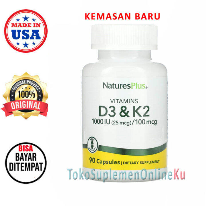 Natures Nature's Plus Vitamin D3 1000 IU + K2 | Suplemen Kesehatan Vitamin D | Lazada Indonesia