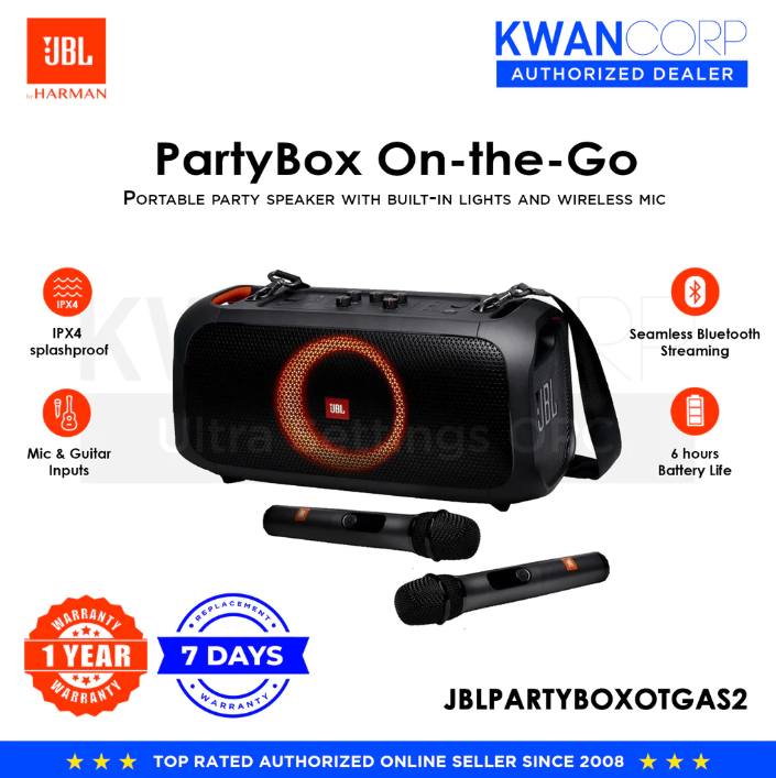 JBL PARTYBOX ON-THE-GO Portable party speaker with built-in lights and ...